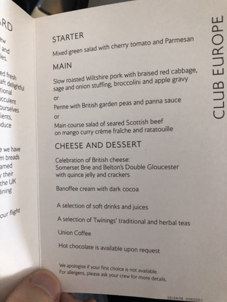 Food In Club Europe, What's It Like? - Points Uncovered