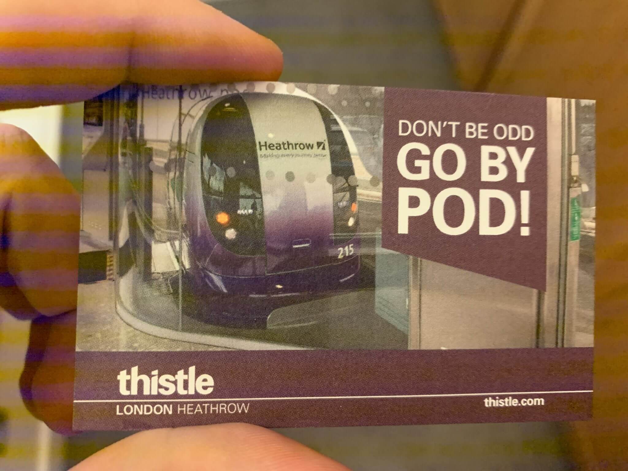 Thistle Heathrow T5 (and driverless Pods to T5) - Points Uncovered